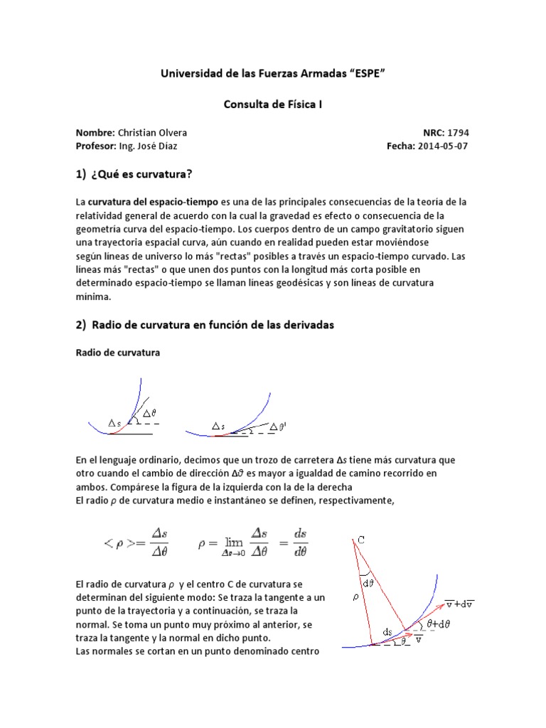 Cálculo del Radio de Curvatura | PDF | Sistema coordinado | Vector ...
