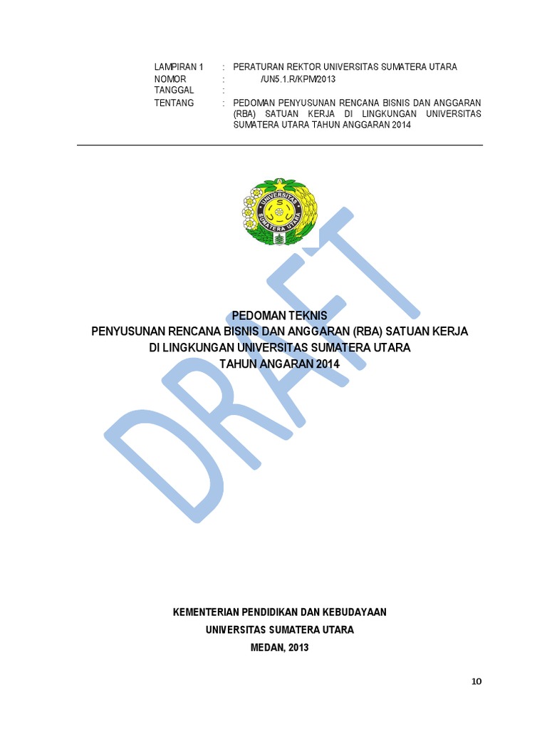 Draft Pedoman Teknis Penyusunan Rba Usu | PDF