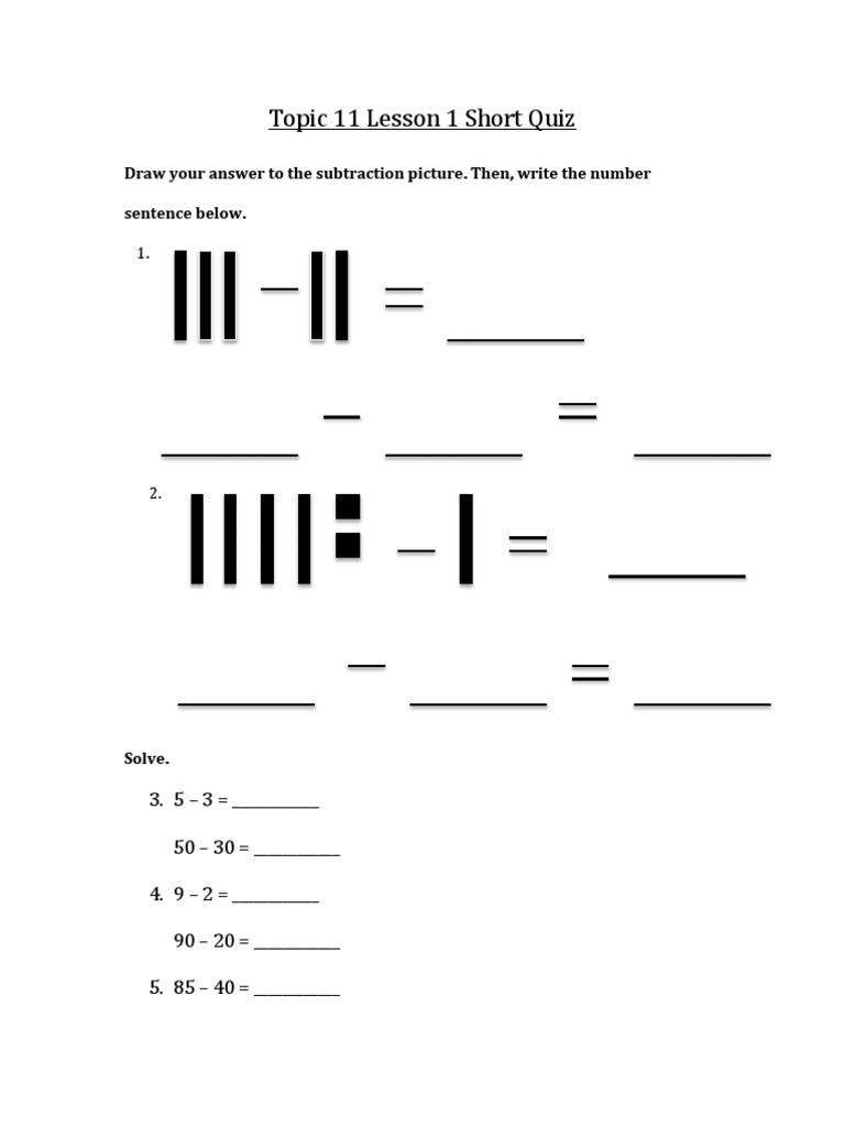 Subtraction Quiz for Young Learners | PDF