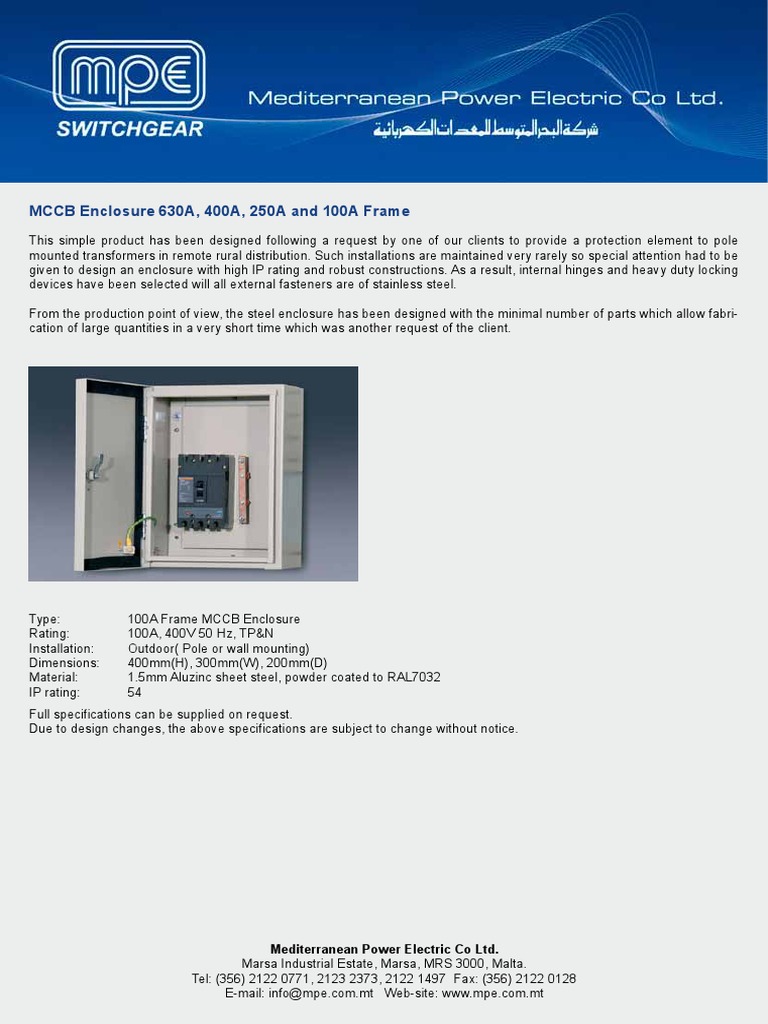 MCCB Enclosure 630A 400A 250A 100A Frame | PDF | Home & Garden | Computers