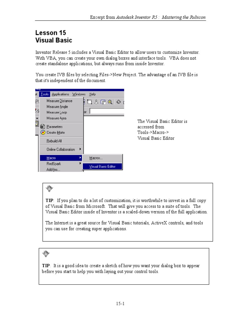 Vba Inventor Vba Inventor Pdf Visual Basic For Applications Parameter Computer Programming
