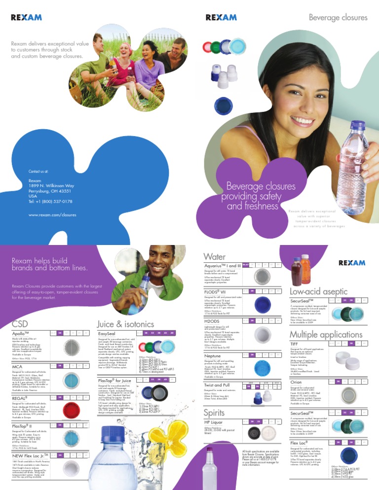 Rexam Closures Beverage Brochure | PDF | Drink | Gases