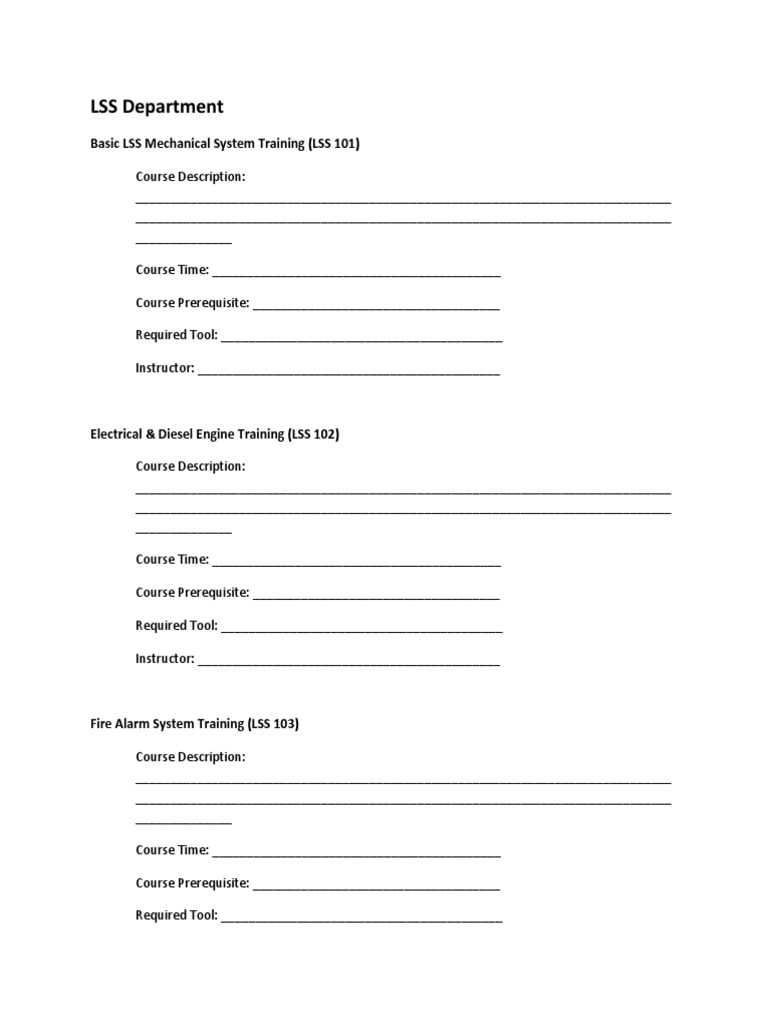 LSS Mechanical & Electrical Training Courses | PDF