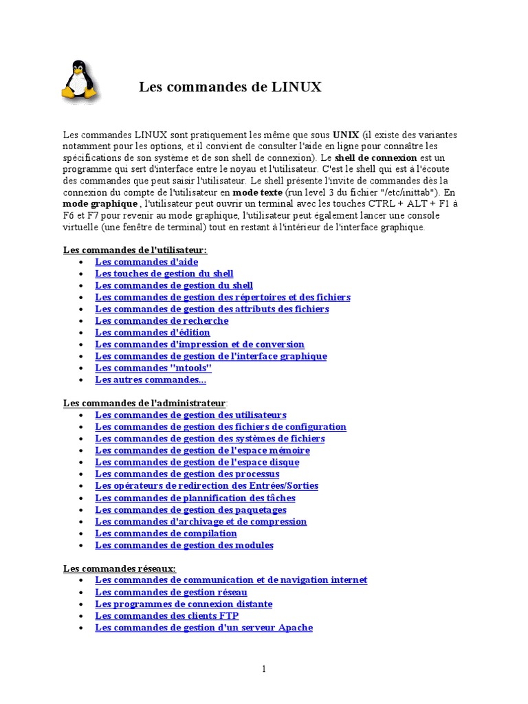 Les Commandes de LINUX | PDF | Interface système | Unix