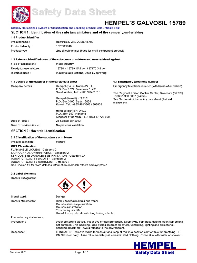 Hempel's Galvosil 1578919840 En-Us | PDF | Toxicity | Personal ...