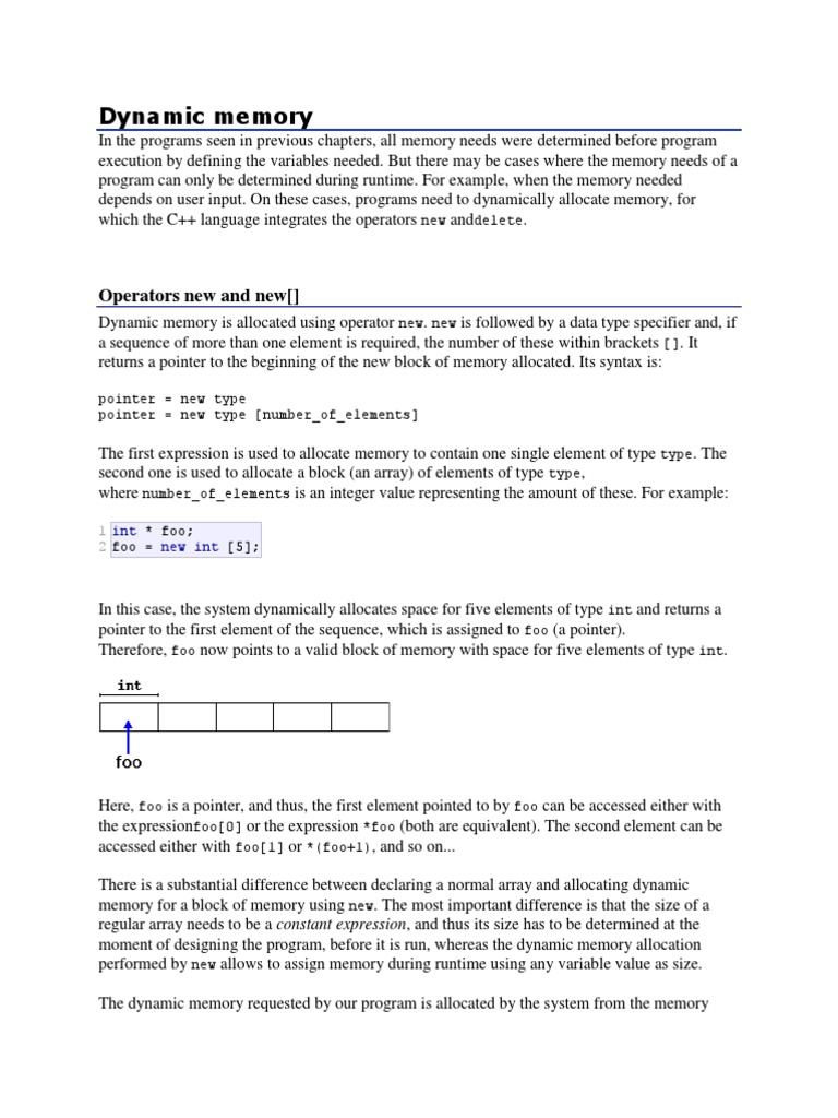 Dynamic Memory | PDF | Pointer (Computer Programming) | Data Type