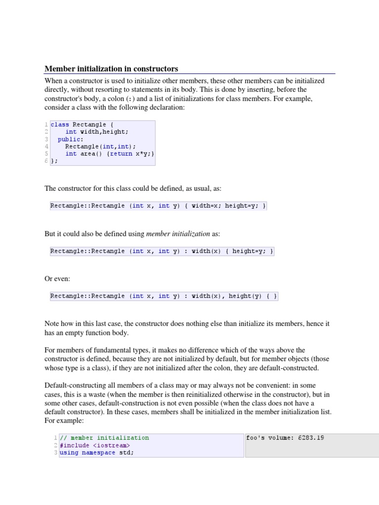 Member Initialization in Constructors | PDF | Constructor (Object ...