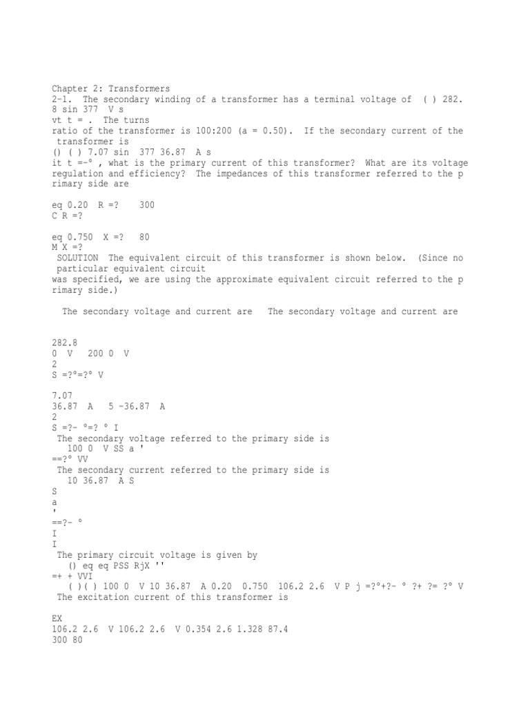 Chapter 2 Transformers | PDF | Transformer | Electrical Network