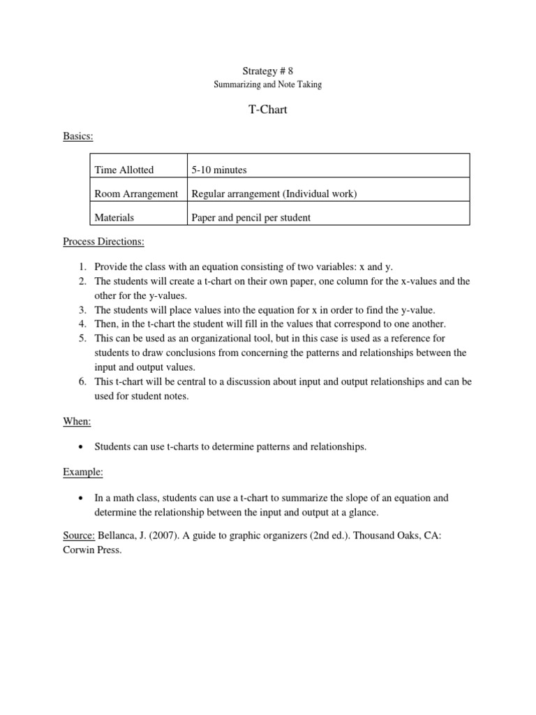 T-Chart Method for Math Patterns | PDF | Language Arts & Discipline ...
