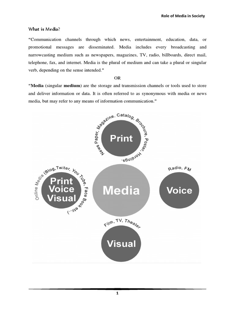 Role of Media in Society Explained | PDF | Media (Communication) | Mass ...
