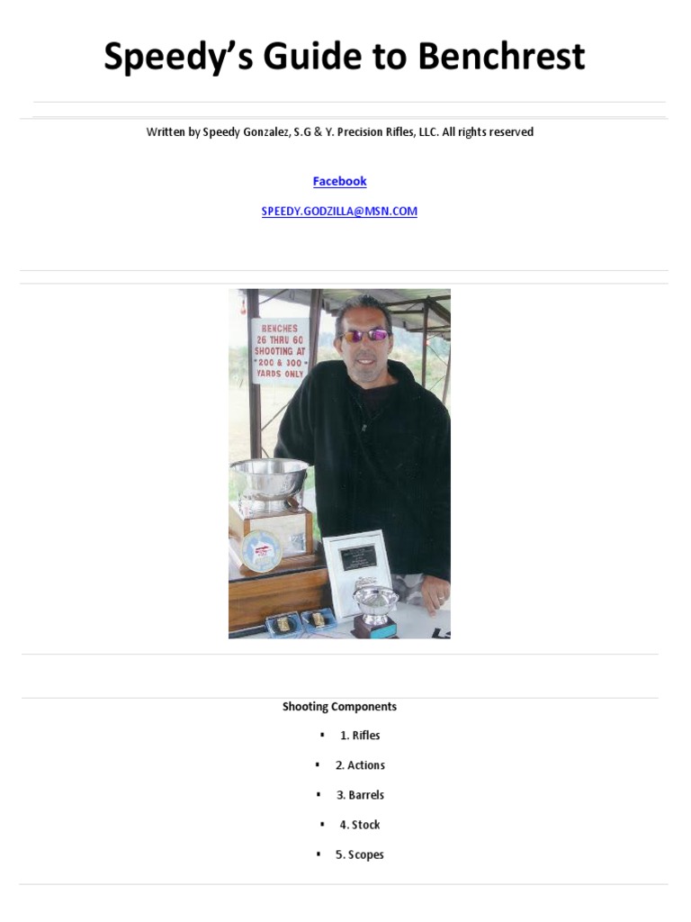 Speedys Guide To Benchrest | PDF | Telescopic Sight | Cartridge (Firearms)