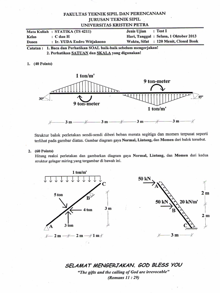 Soal Statika Teknik Sipil | PDF | Seni & Disiplin Bahasa | Kajian ...