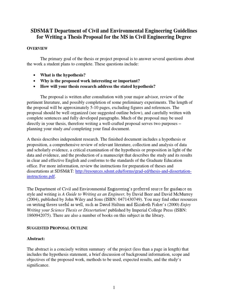 Thesis Proposal Guidelines for MS Civil Engineering | PDF | Thesis ...