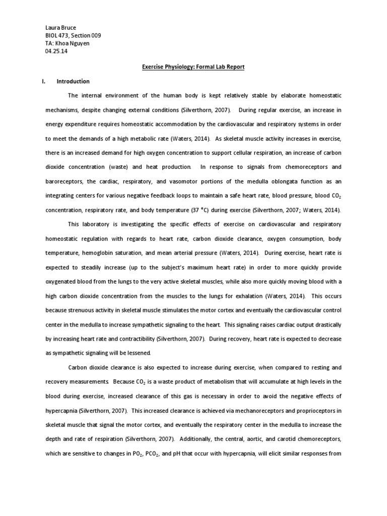 Exercise Physiology Lab Report | PDF | Hemoglobin | Physical Exercise
