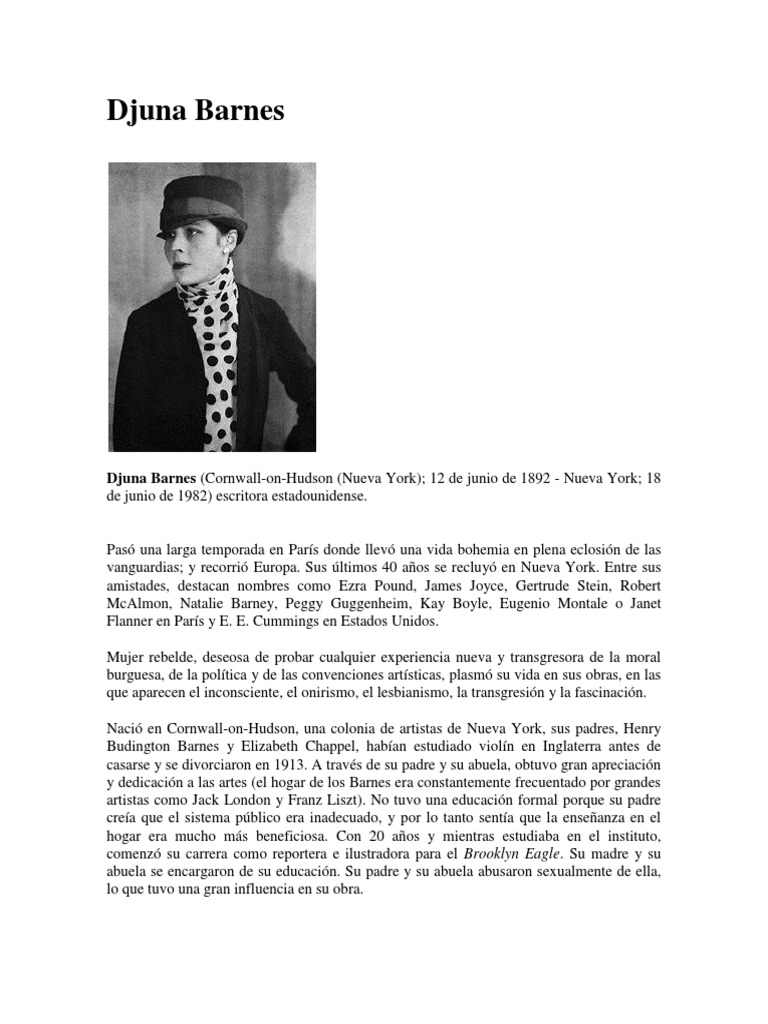 Djuna Barnes | PDF | Modernismo literario | Literatura en lengua inglesa