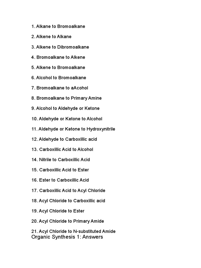 Organic Synthesis 1 A Level Chemistry | PDF | Cooking, Food & Wine