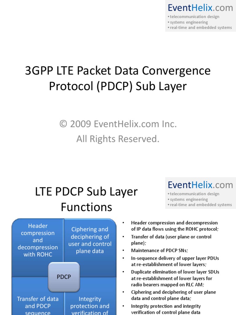 3GPP LTE Packet Data Convergence Protocol (PDCP) Sub Layer: All Rights Reserved | PDF
