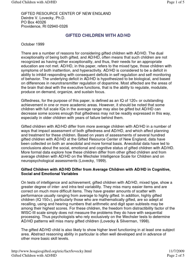 Gifted Children With Adhd | PDF | Intellectual Giftedness | Clinical ...