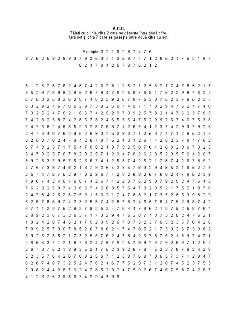 Test Atentie Concentrata Cifre - ACC | PDF