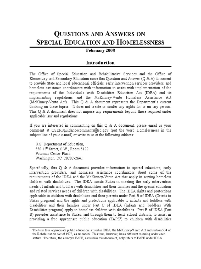 Removing Barriers to Education: Ensuring Homeless Children with ...