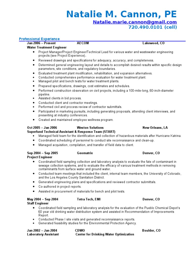NMC Resume | PDF | Drinking Water | Water Treatment
