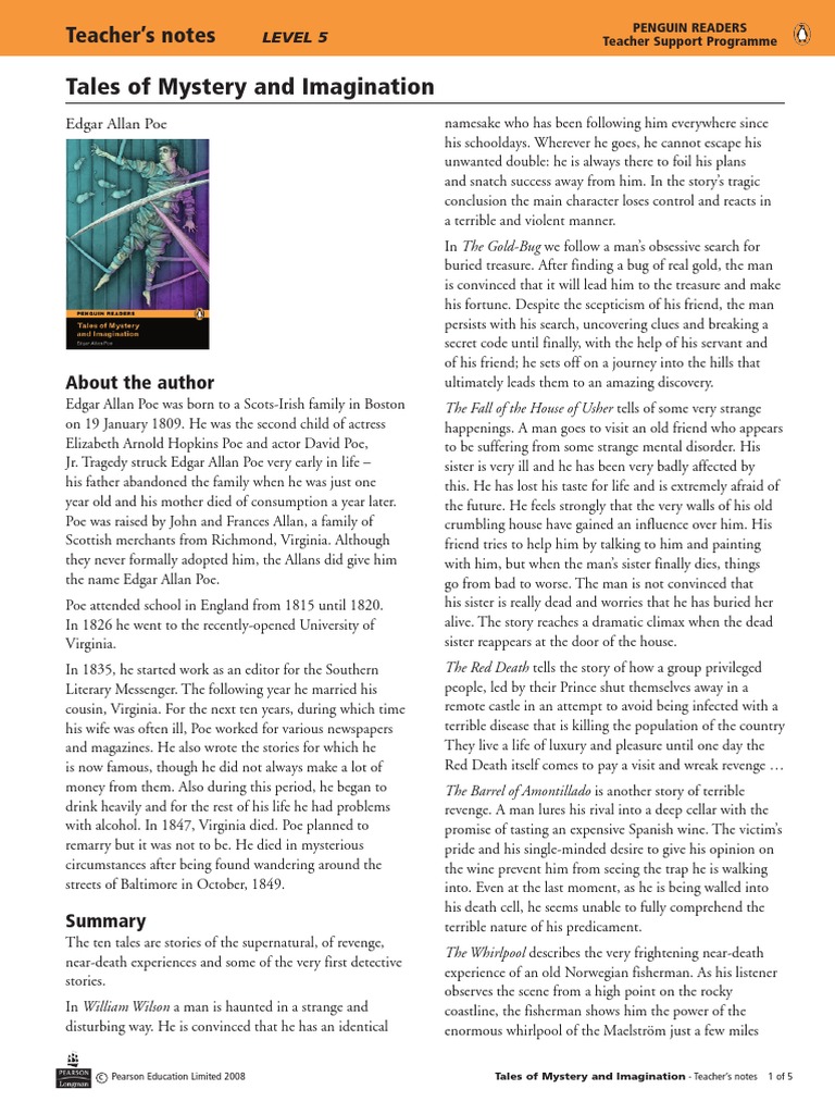 Edgar Allan Poe's Mystery Tales Summary | PDF | Edgar Allan Poe ...