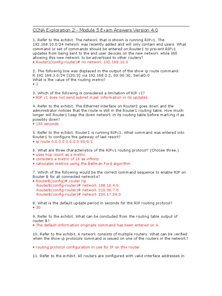 Ccna Exploration 2 Module 5 Exam Answers Version 40 Pdf Router