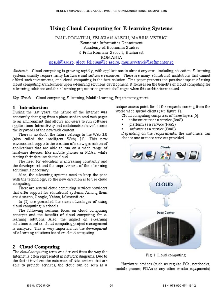 Using Cloud Computing For E-Learning Systems | PDF | Cloud Computing | Educational Technology