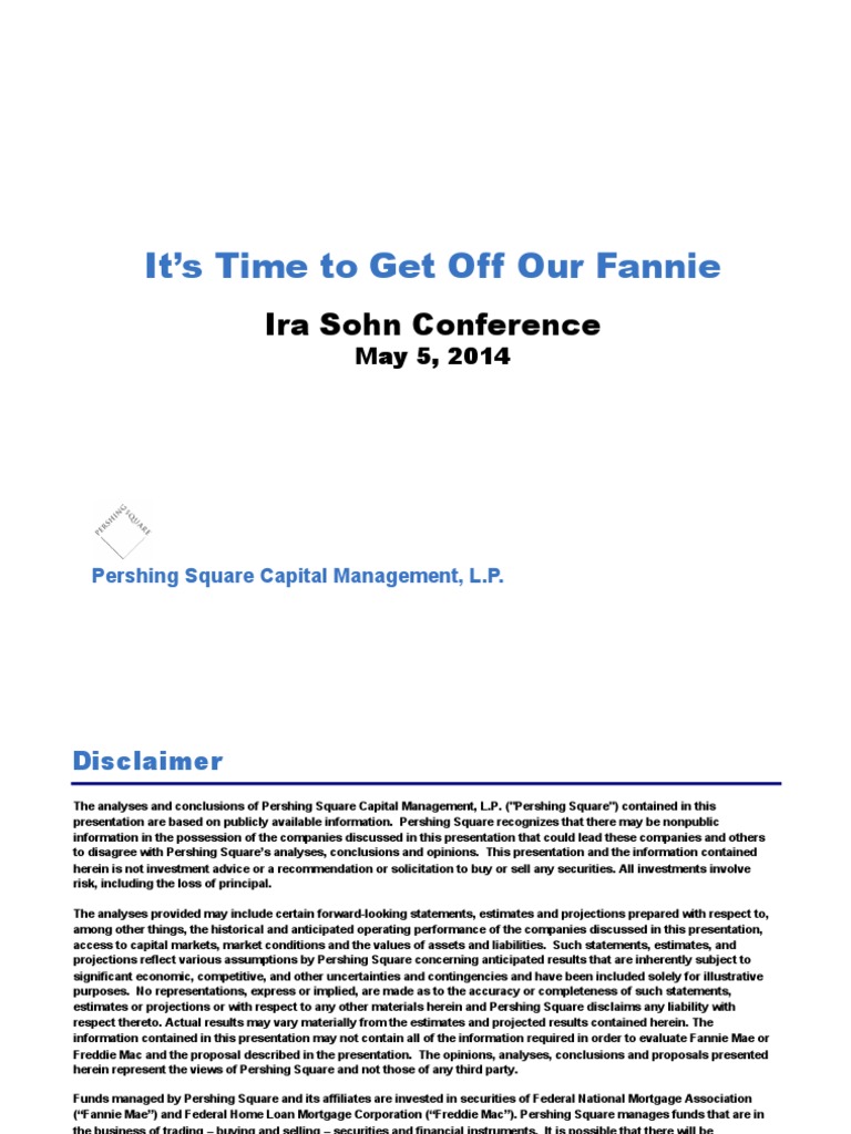 Ira Sohn Presentation 2014.05.05 | PDF | Fannie Mae | Government ...