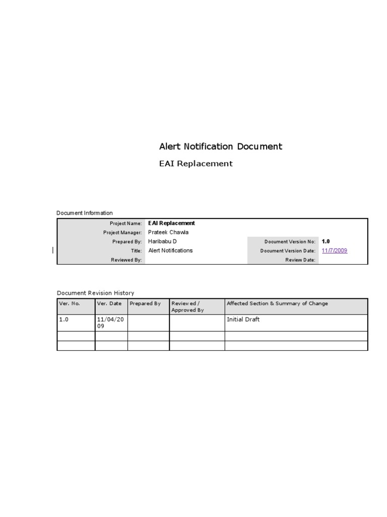 Alert Notification Document: EAI Replacement | PDF | Server (Computing ...