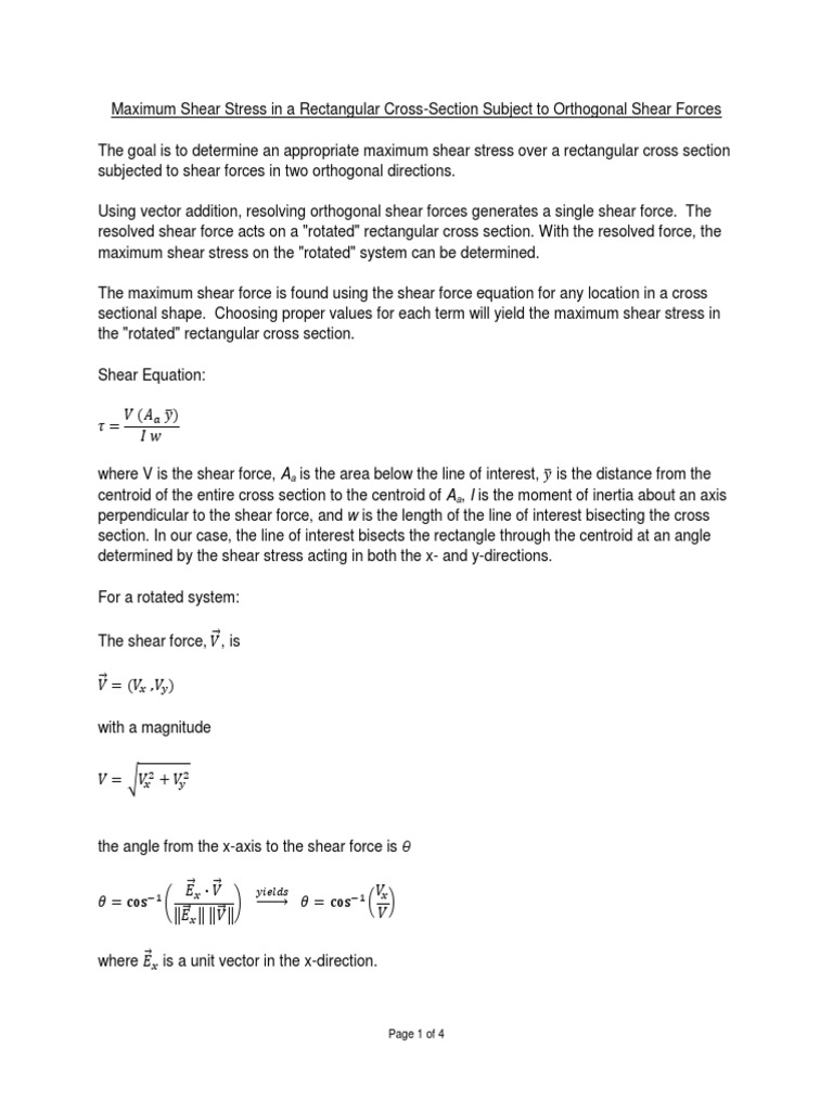 Maximum Shear Stress in A Rectangular Cross Section | PDF | Stress ...
