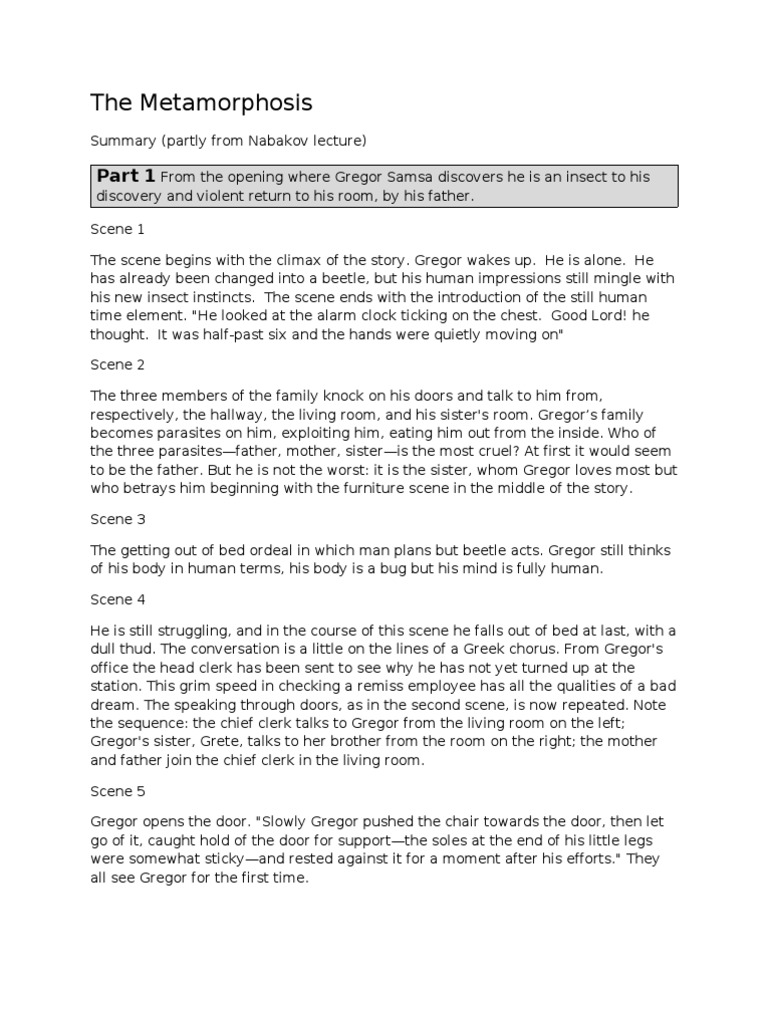 Summary of Kafka's Metamorphosis | PDF | The Metamorphosis