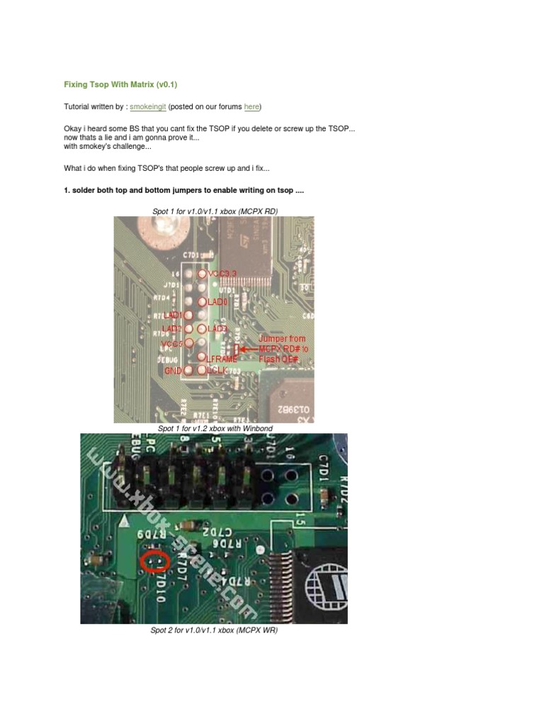 Fixing Xbox TSOP Chips Guide | PDF