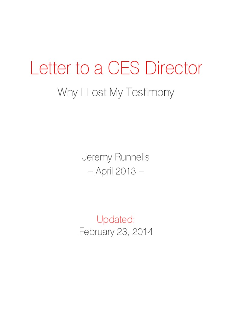 Letter To A CES Director | PDF | God In Mormonism | Book Of Mormon