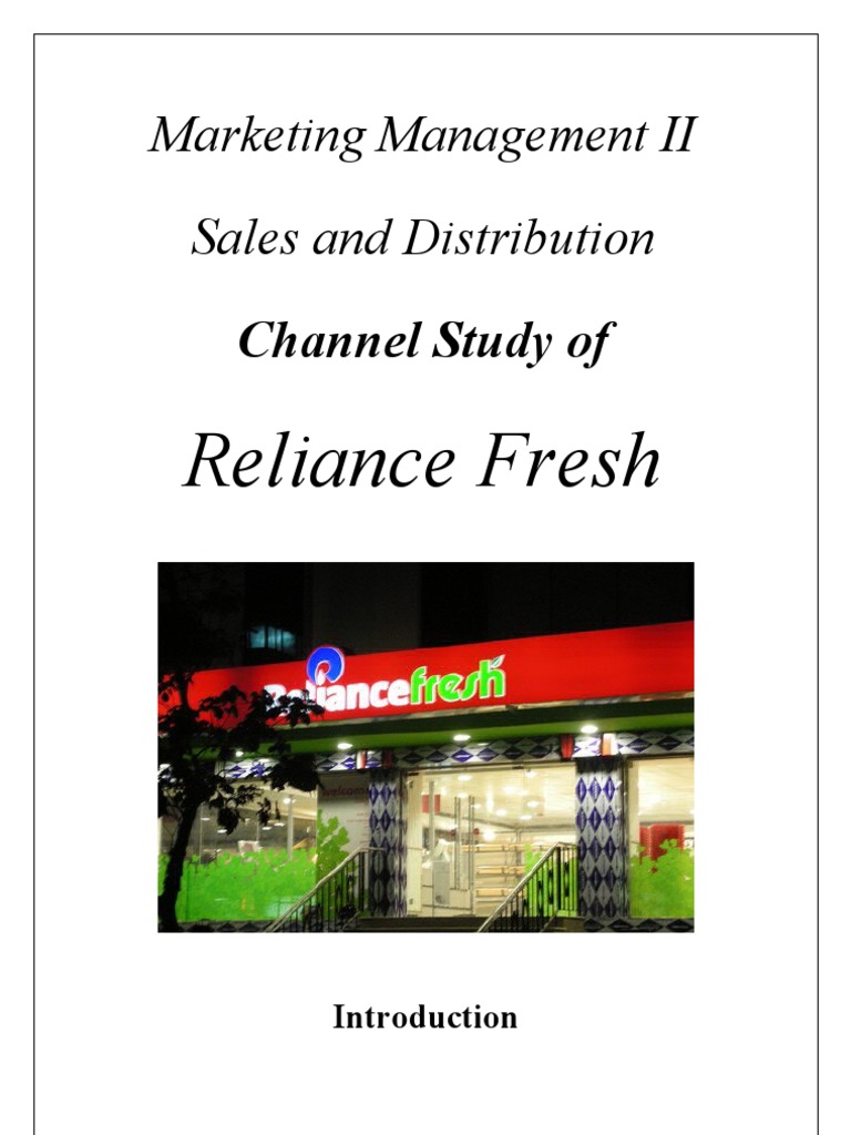 Reliance Fresh: Sales and Distribution Insights | PDF | Retail | Warehouse