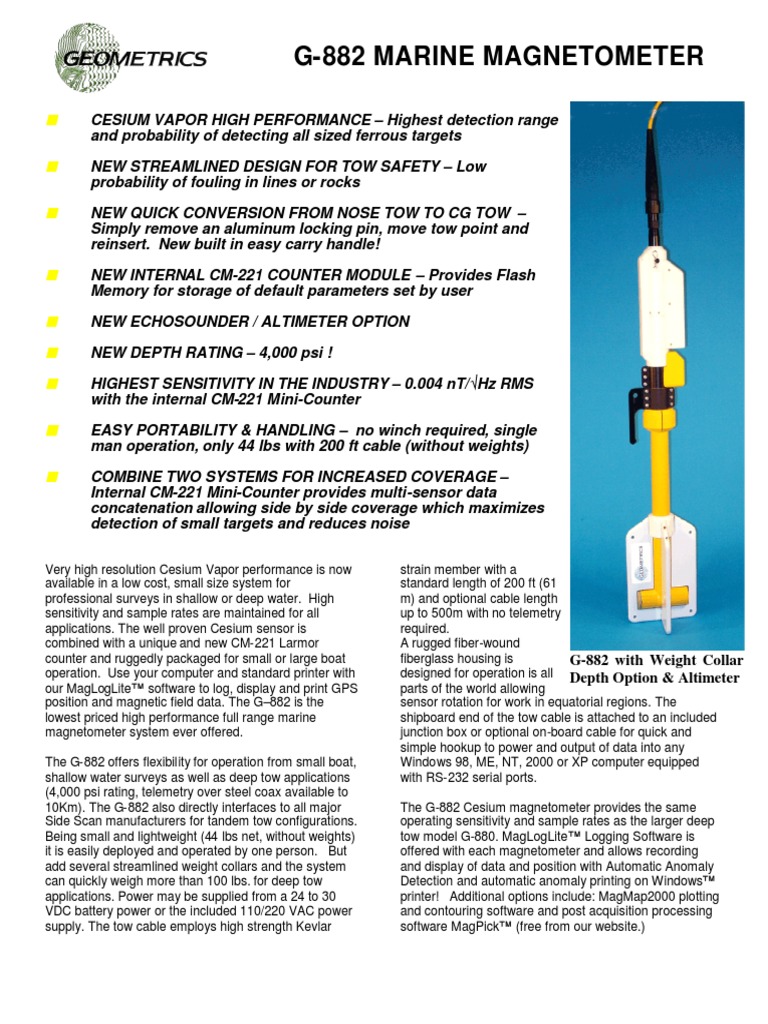 G 882 DataSheet | PDF | Magnetometer | Equipment