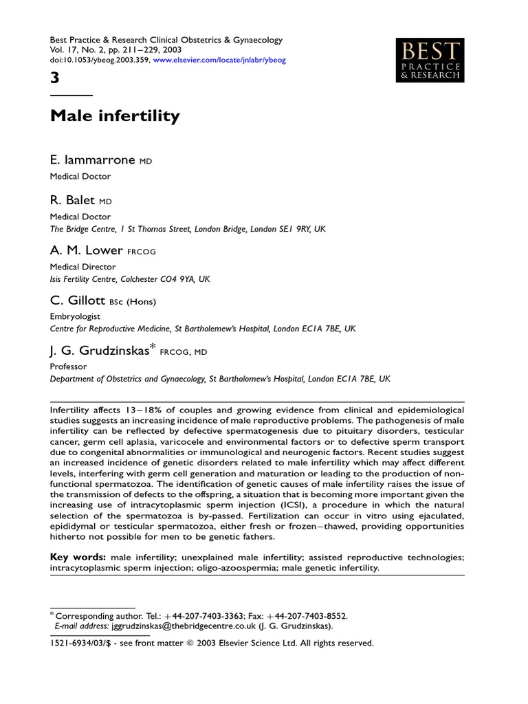 Male Infertility | Download Free PDF | Infertility | In Vitro Fertilisation