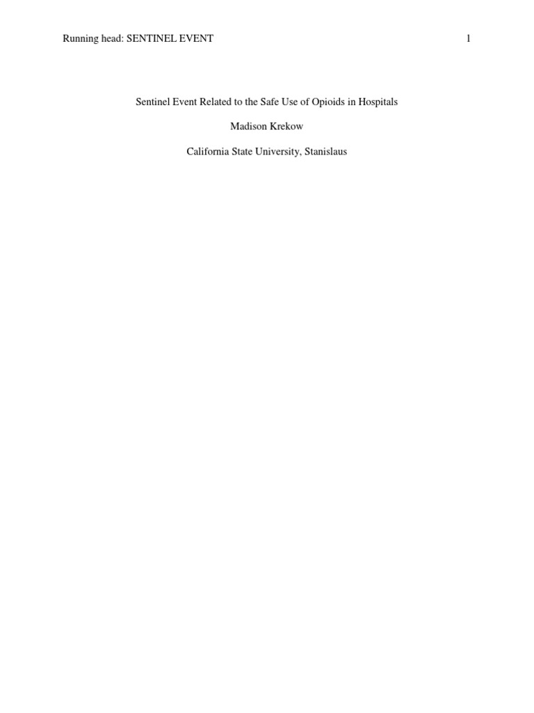 Sentinel Event Paper | PDF | Medical Error | Opioid