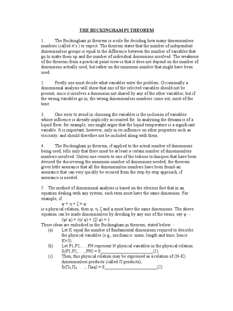 Buckingham Pi Theorem | Continuum Mechanics | Physical Sciences