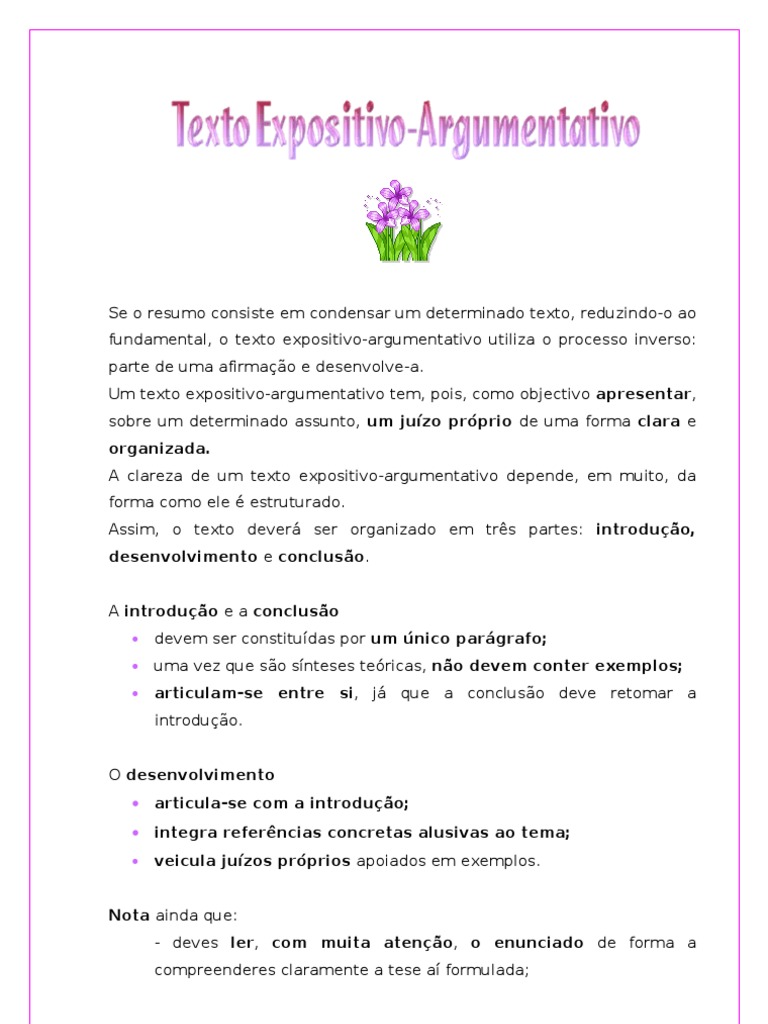 Texto Expositivo-Argumentativo FInf | Argumento | Discurso