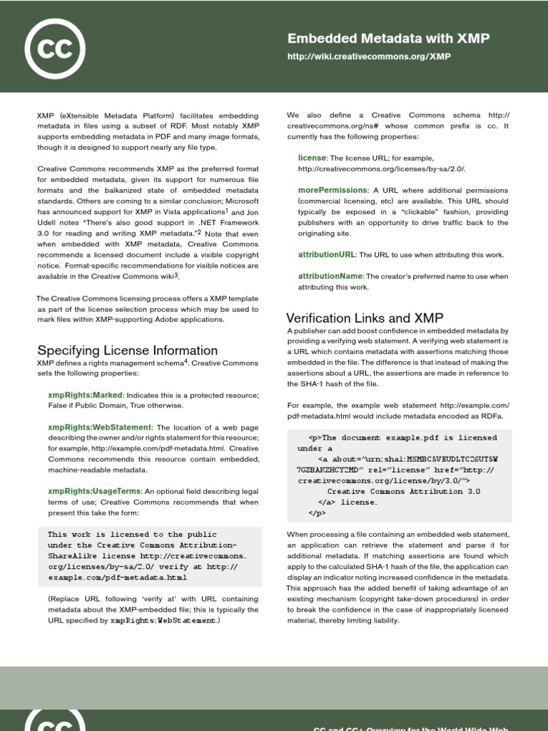 Creativecommons Embedded Metadata With XMP Eng | PDF | Software ...