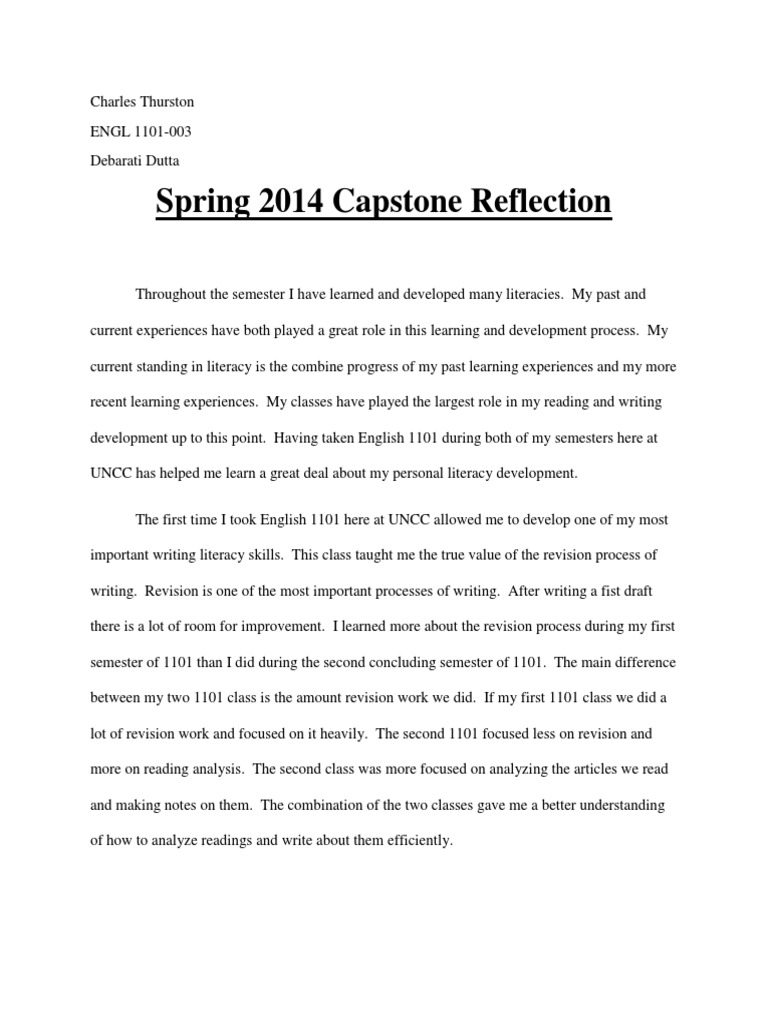 Capstone Reflection | PDF | Reading (Process) | Literacy