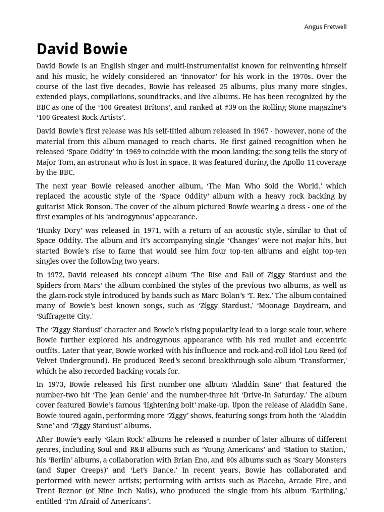 David Bowie | PDF | David Bowie | Glam Rock