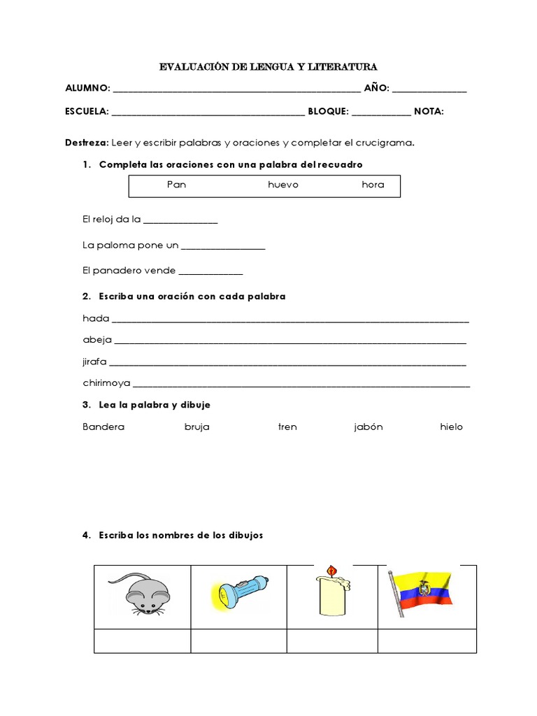 Evaluación de Lengua y Literatura Segundo Grado | PDF