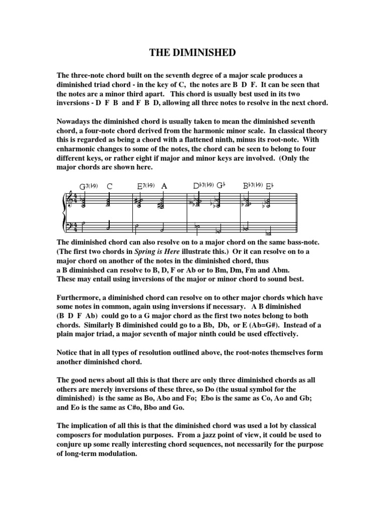 The Diminished | PDF | Chord (Music) | Harmony