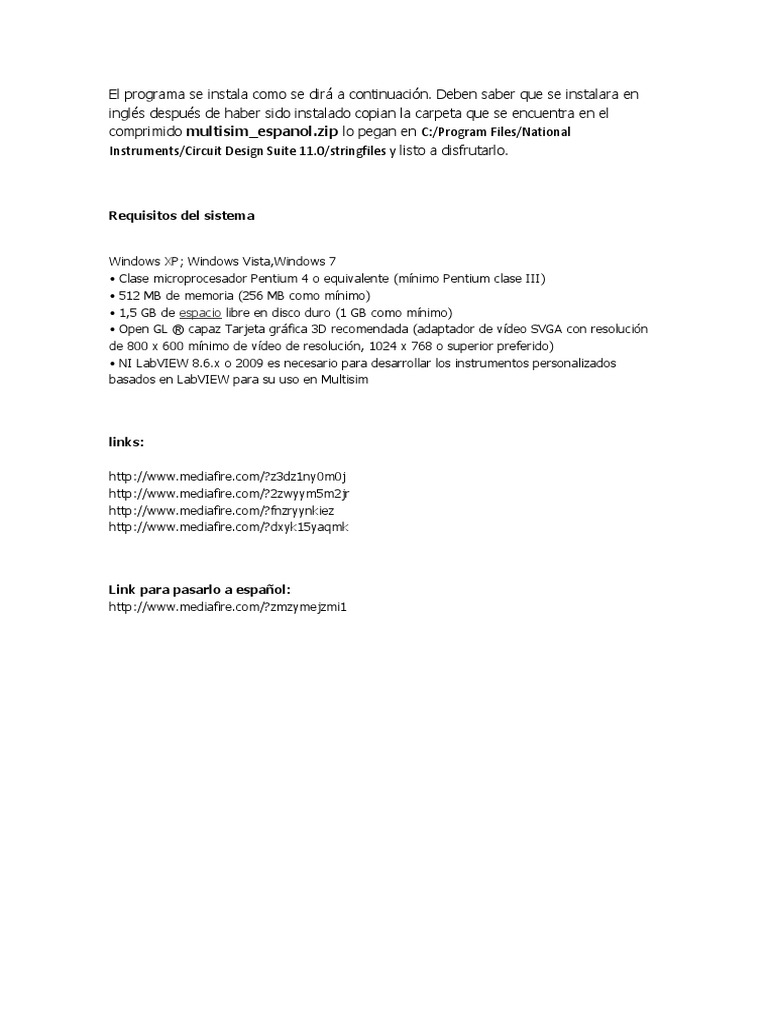 Descargar y Instalar Multisim 11 | PDF