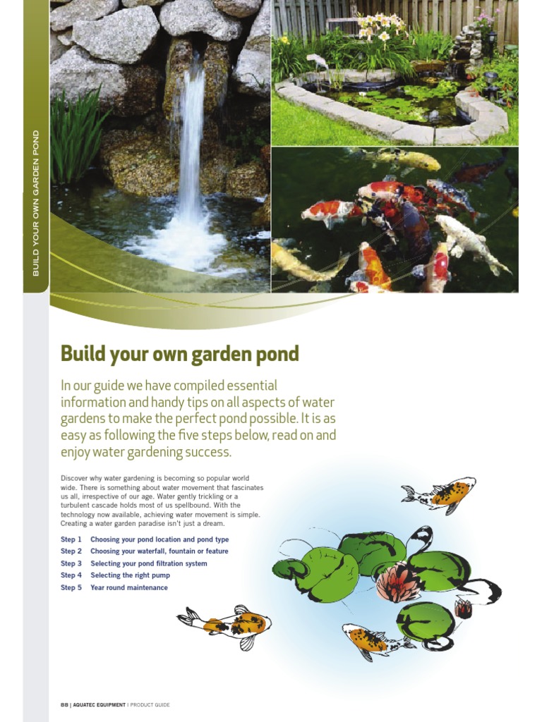 Build Your Own Water Garden Guide | PDF | Pump | Pond