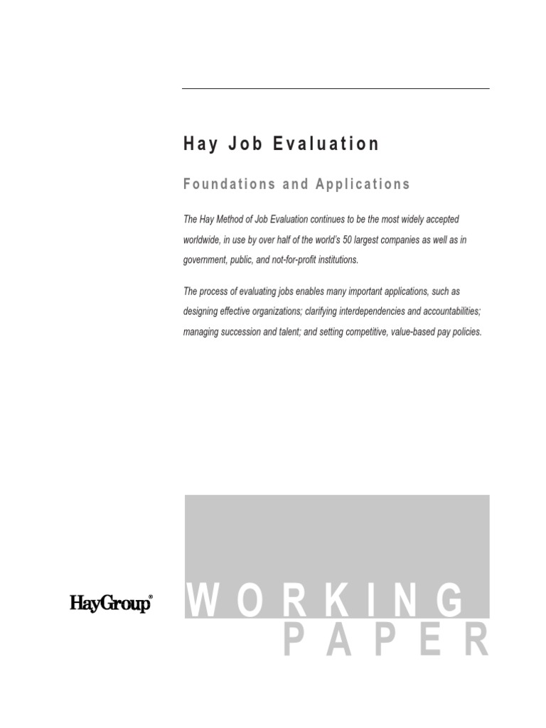 Hay Group - Job Evaluation | PDF | Equal Pay For Equal Work | Employment