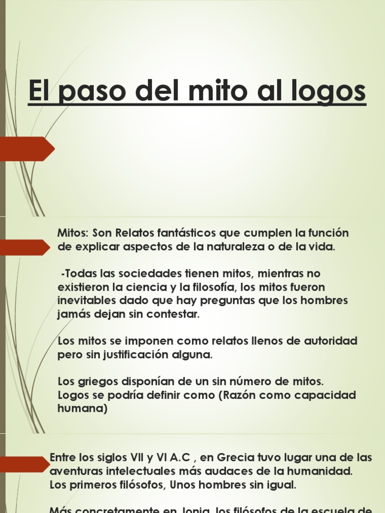 El Paso Del Mito Al Logos | PDF | Mitología | Razón