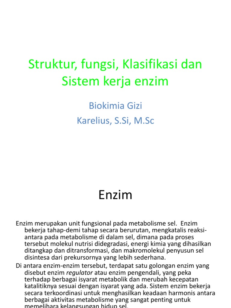 Struktur, Fungsi Dan Klasifikasi Enzim | PDF | Memasak, Makanan, & Anggur